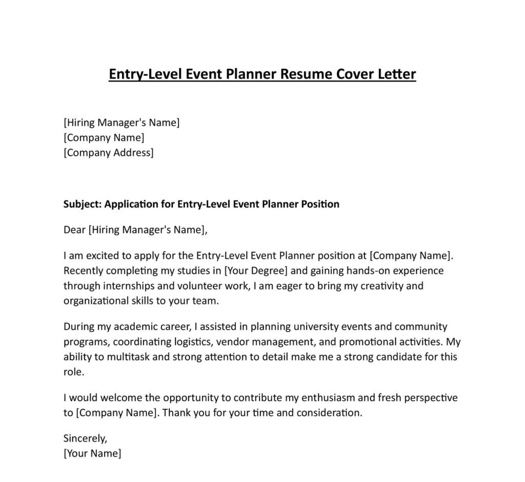 Event Planner Job Resume Cover Letter (5 Templates) Download in Word ...