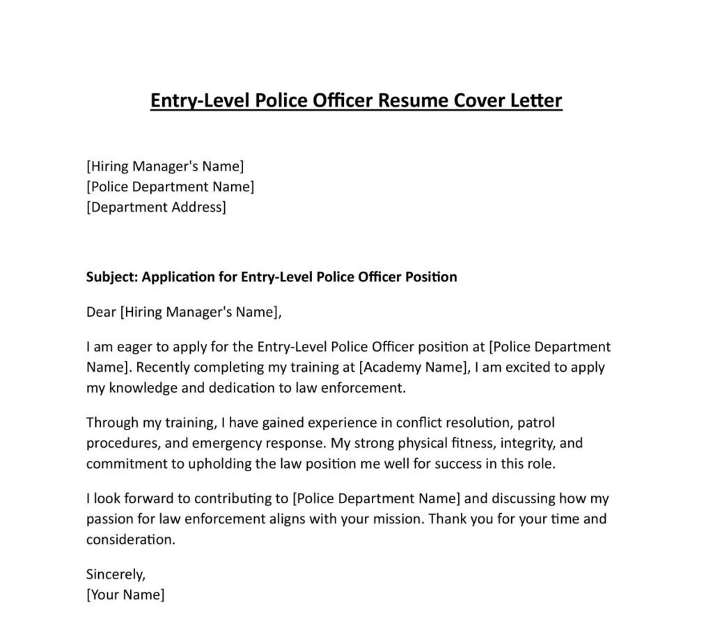 Police Officer Job Resume Cover Letter (5 Templates) Download in Word ...