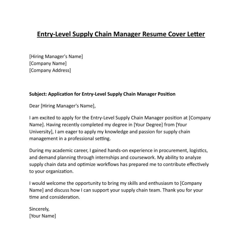 Supply Chain Manager Job Resume Cover Letter (5 Templates) Download in ...