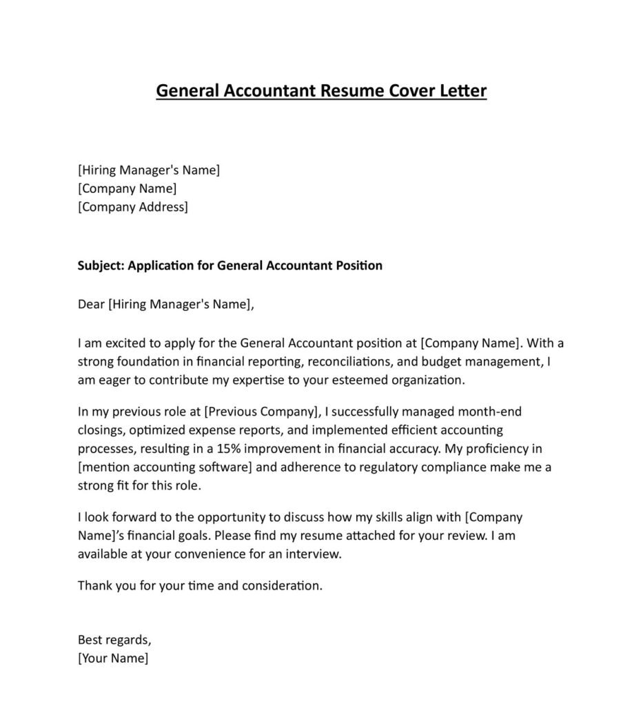 Accountant Job Resume Cover Letter (5 Templates) Download in Word (.docx)