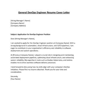 DevOps Engineer Job Resume Cover Letter (5 Templates) Download in Word ...