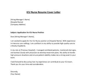 Nurse Job Resume Cover Letter (5 Templates) Download in Word (.docx)