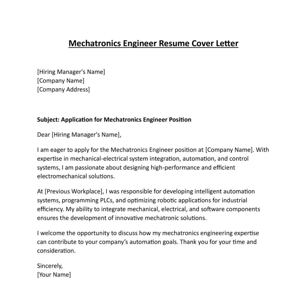 Mechanical Engineer Job Resume Cover Letter (5 Templates) Download in ...