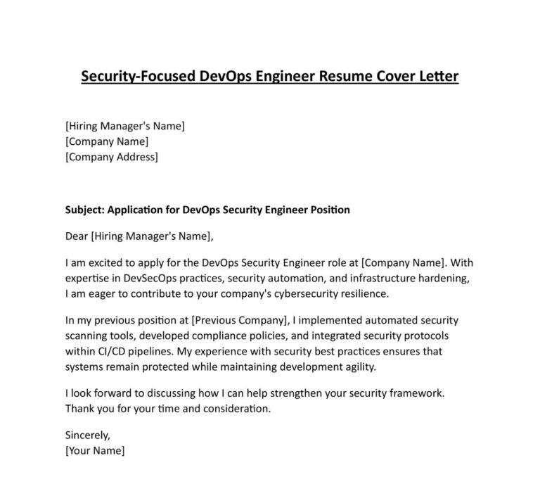 DevOps Engineer Job Resume Cover Letter (5 Templates) Download in Word ...