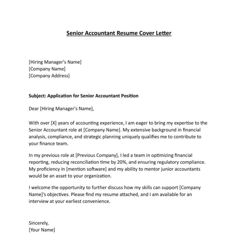 Accountant Job Resume Cover Letter (5 Templates) Download in Word (.docx)