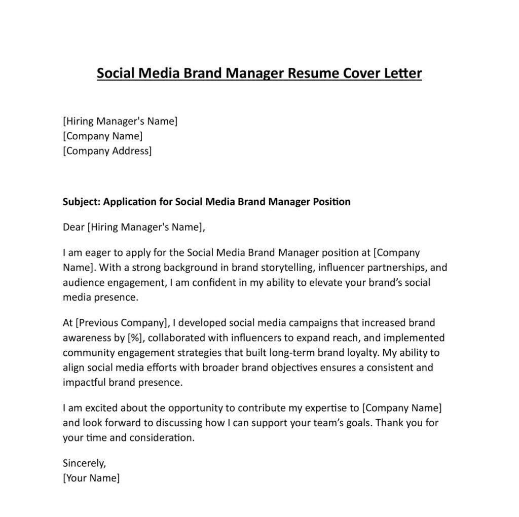 Social Media Manager Job Resume Cover Letter (5 Templates) Download in ...