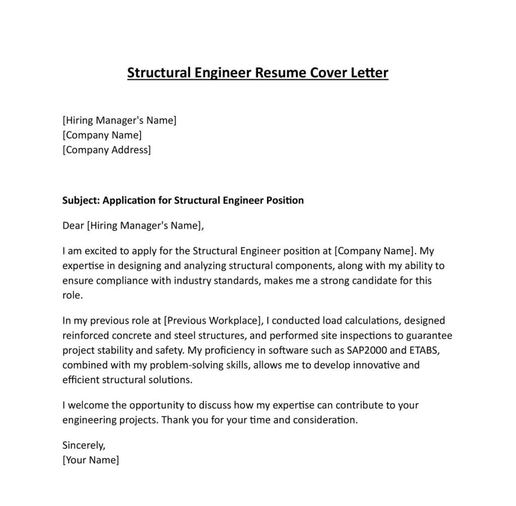 Civil Engineer Job Resume Cover Letter (5 Templates) Download in Word ...