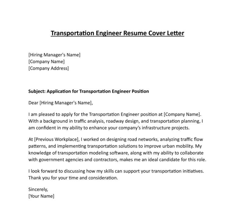 Civil Engineer Job Resume Cover Letter (5 Templates) Download in Word ...