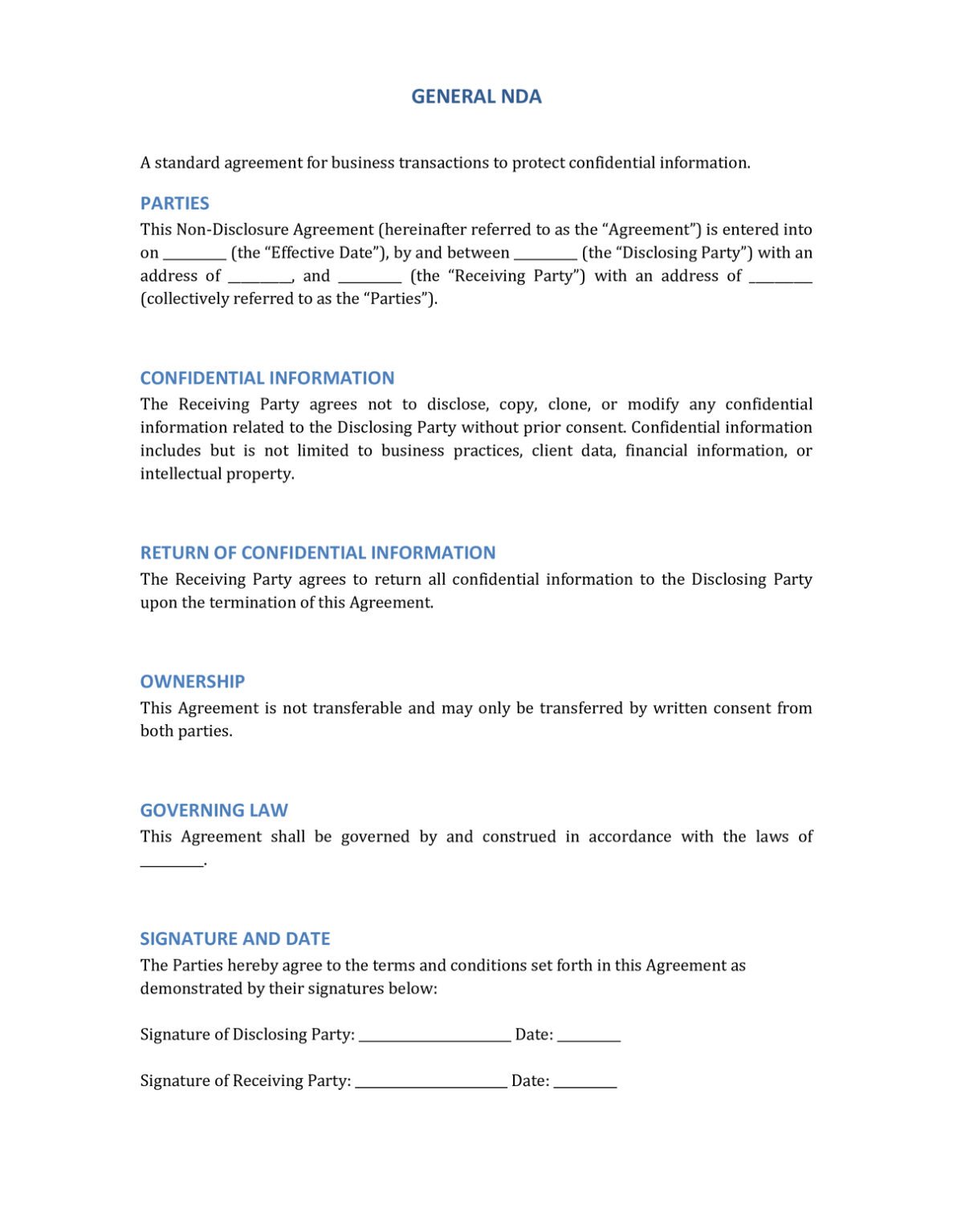 10 Non-Disclosure Agreement (NDA) Templates Download in Word