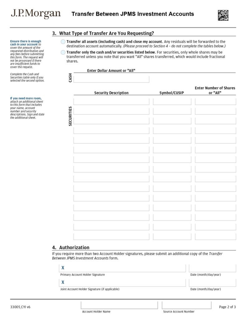 J.P Morgan - Transfer between JPMS Accounts Application Form in PDF ...