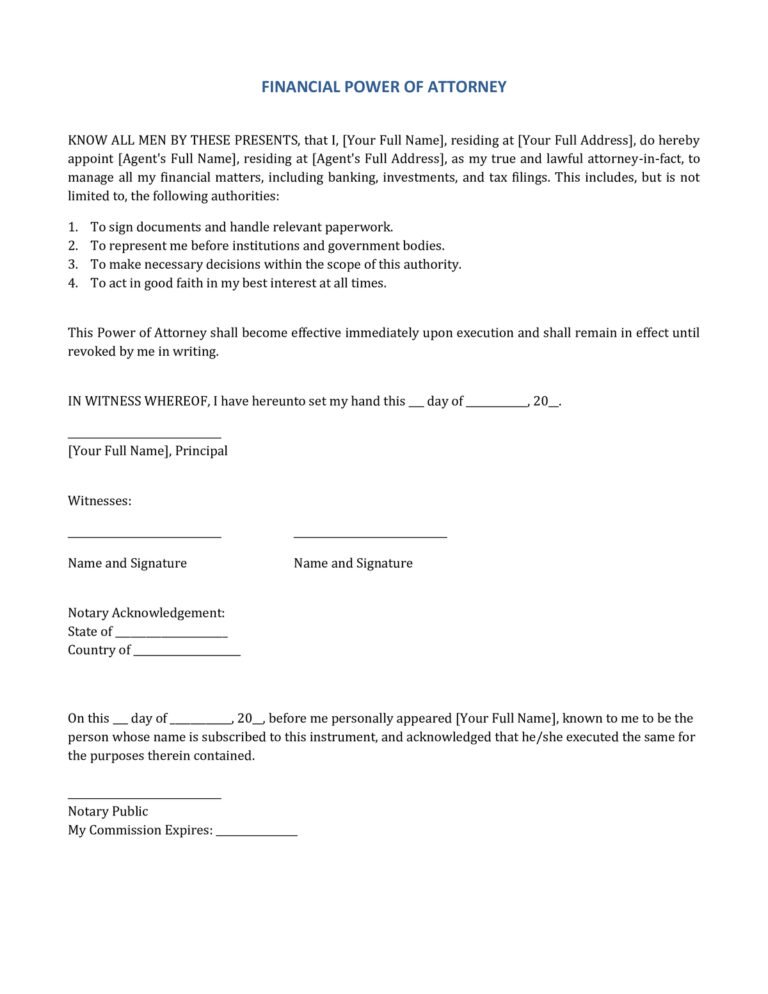 10 Power of Attorney Templates Download in Word (.docx)