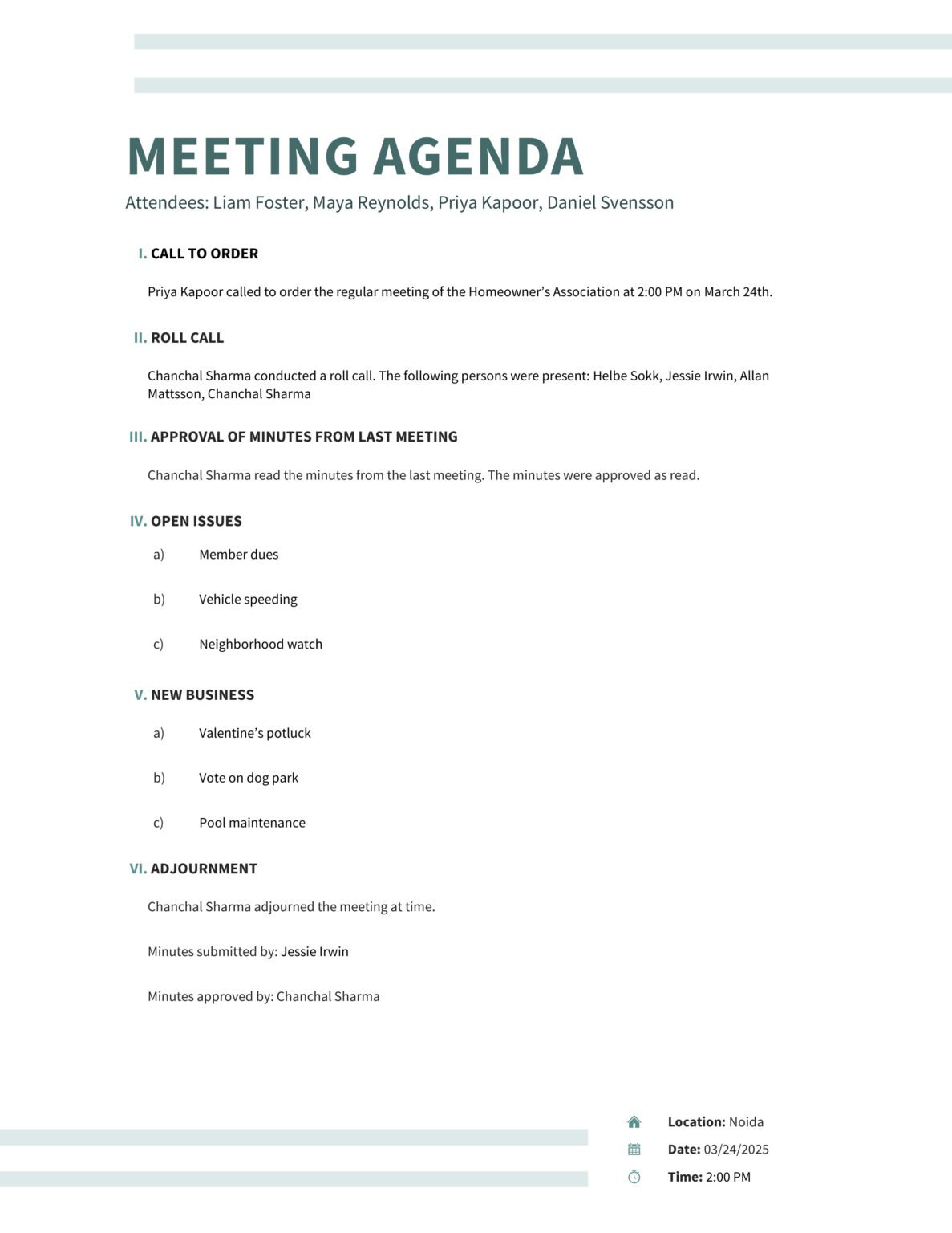 Quarterly Business Review Meeting Agenda Templates in Word (.docx)