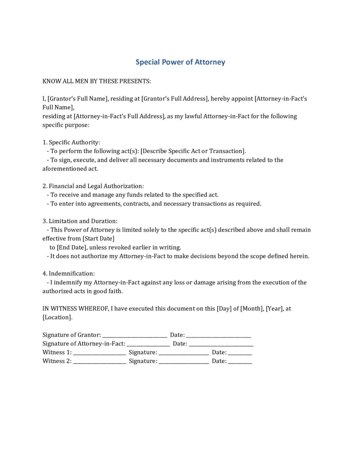 10 Power of Attorney Templates Download in Word (.docx)