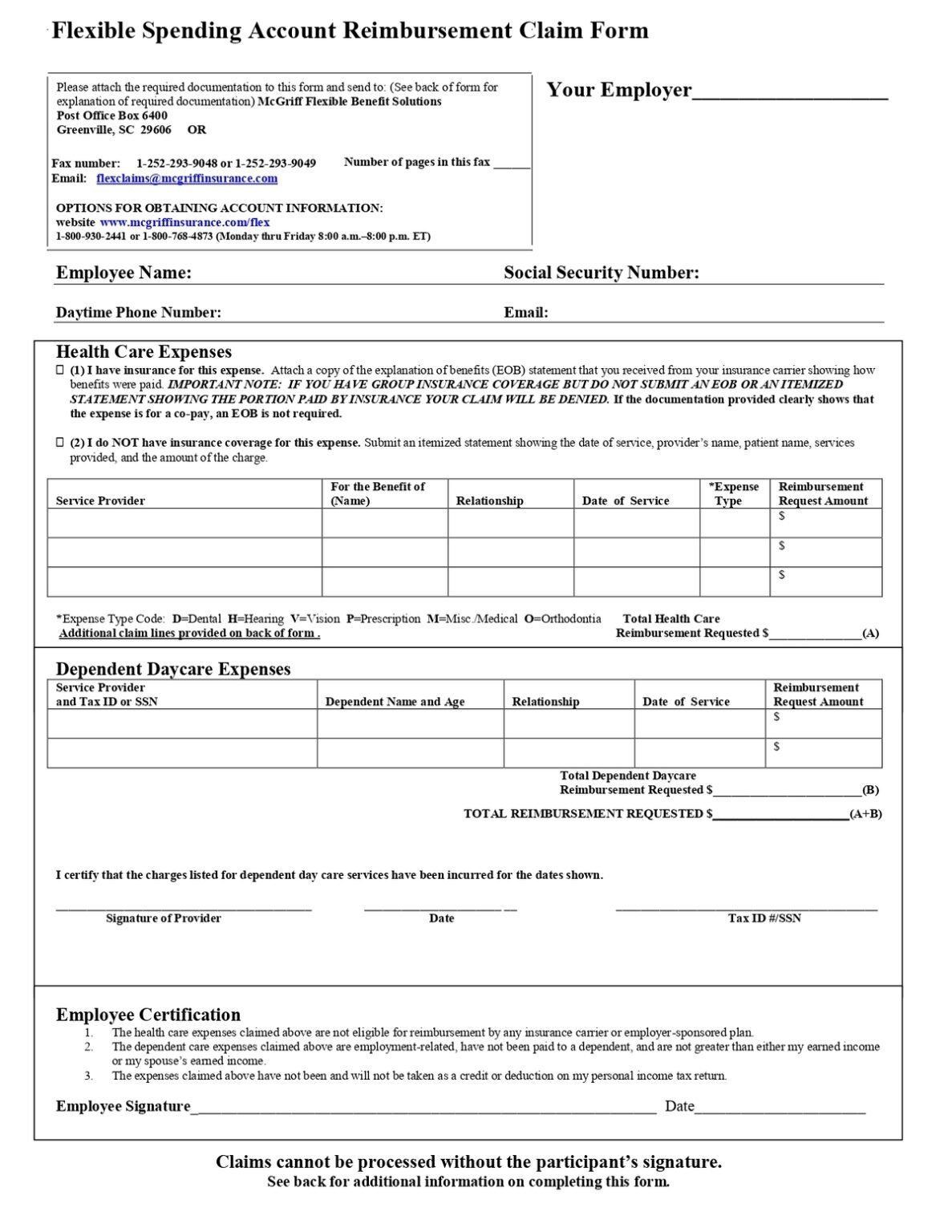 Truist - Medical Flexible Spending Account Claim Form in PDF Download