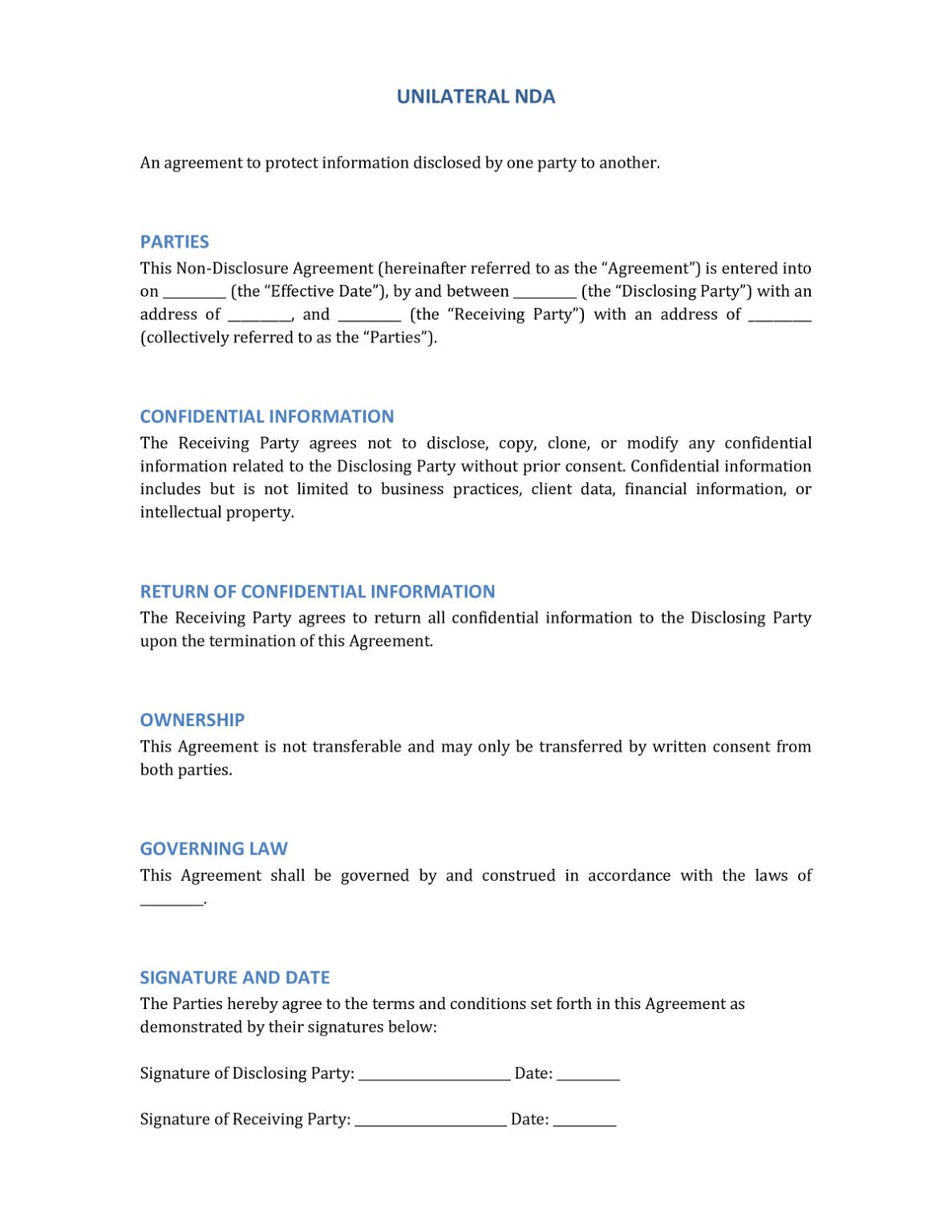 10 Non-Disclosure Agreement (NDA) Templates Download in Word