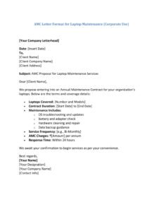 AMC Letter Format for Laptop, Computer (5 Templates) Download in Word ...