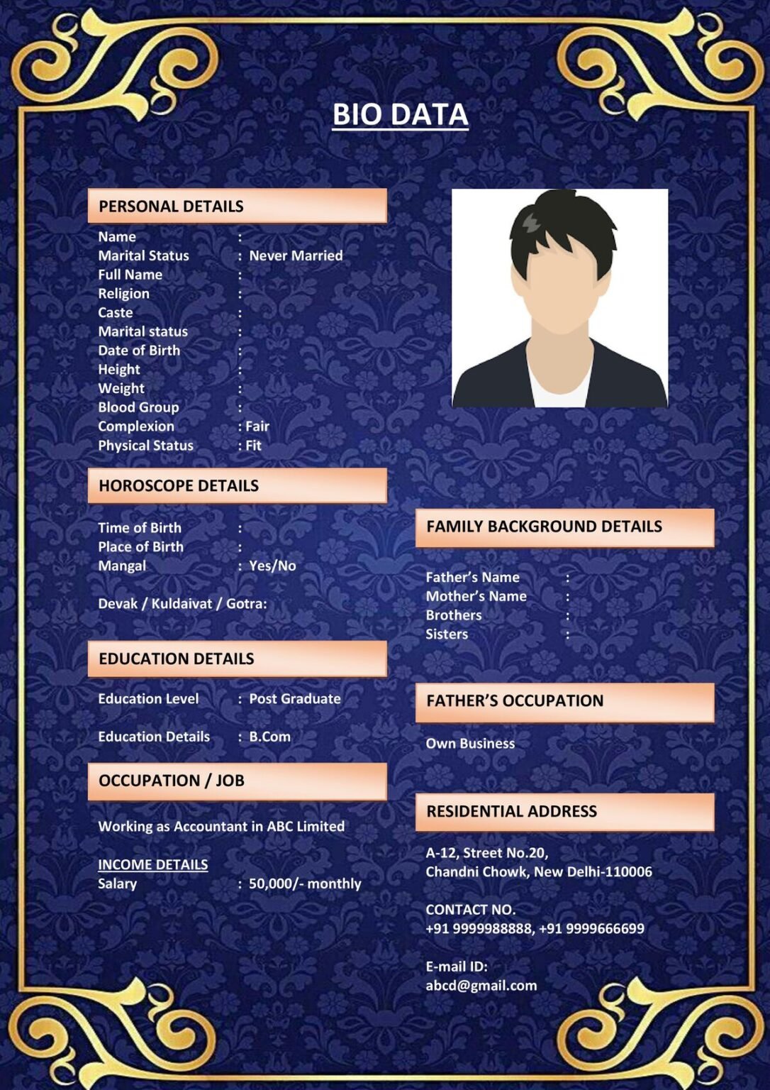 Biodata Format with Expectations Section (Download Word .docx)