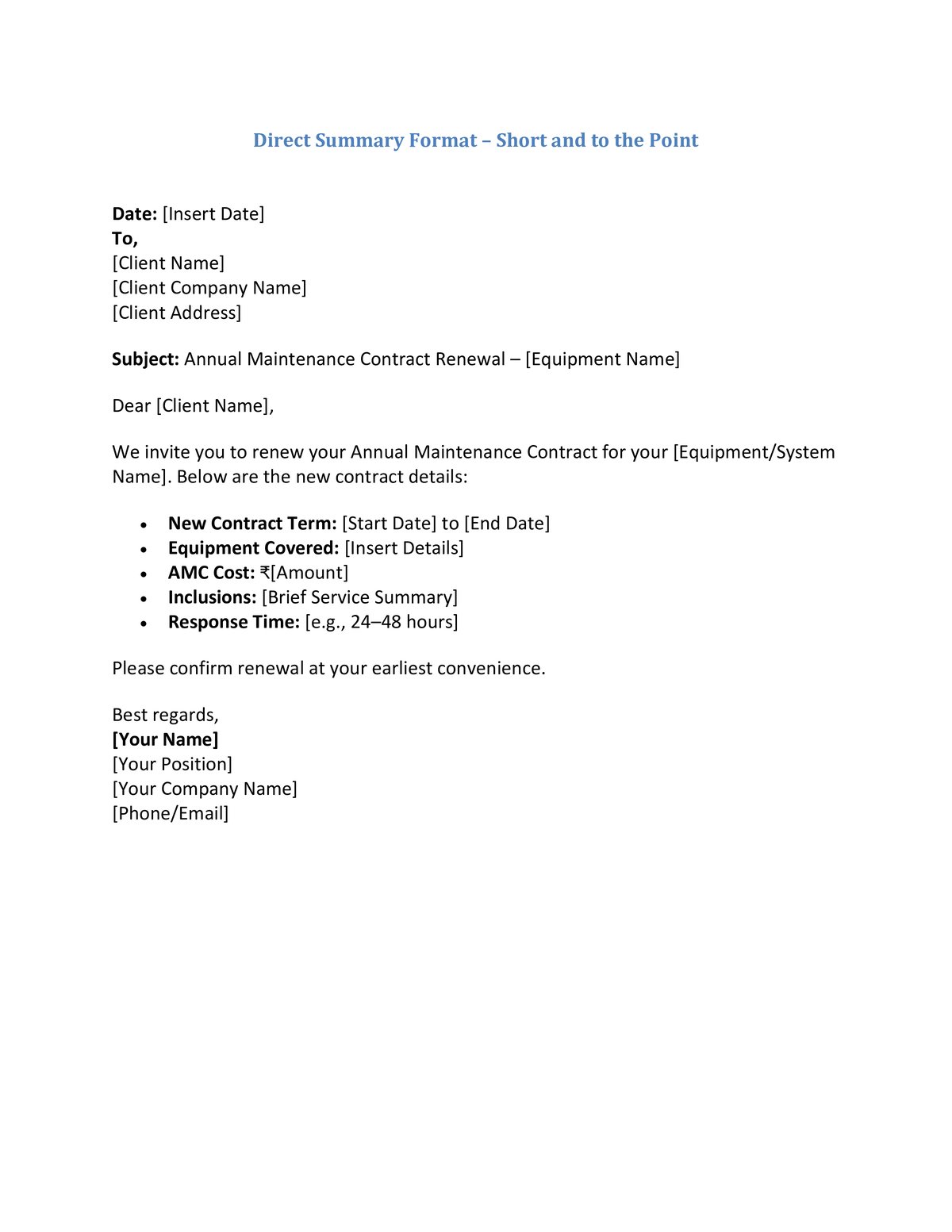 AMC Letter Format for Renewal (5 Templates) Download in Word (.docx)