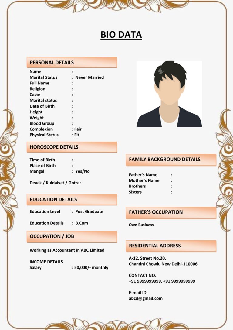 Online Bio-data Create Bio-data for marriage