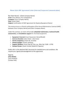 AMC Letter Format for agreement (5 Templates) Download in Word (.docx)