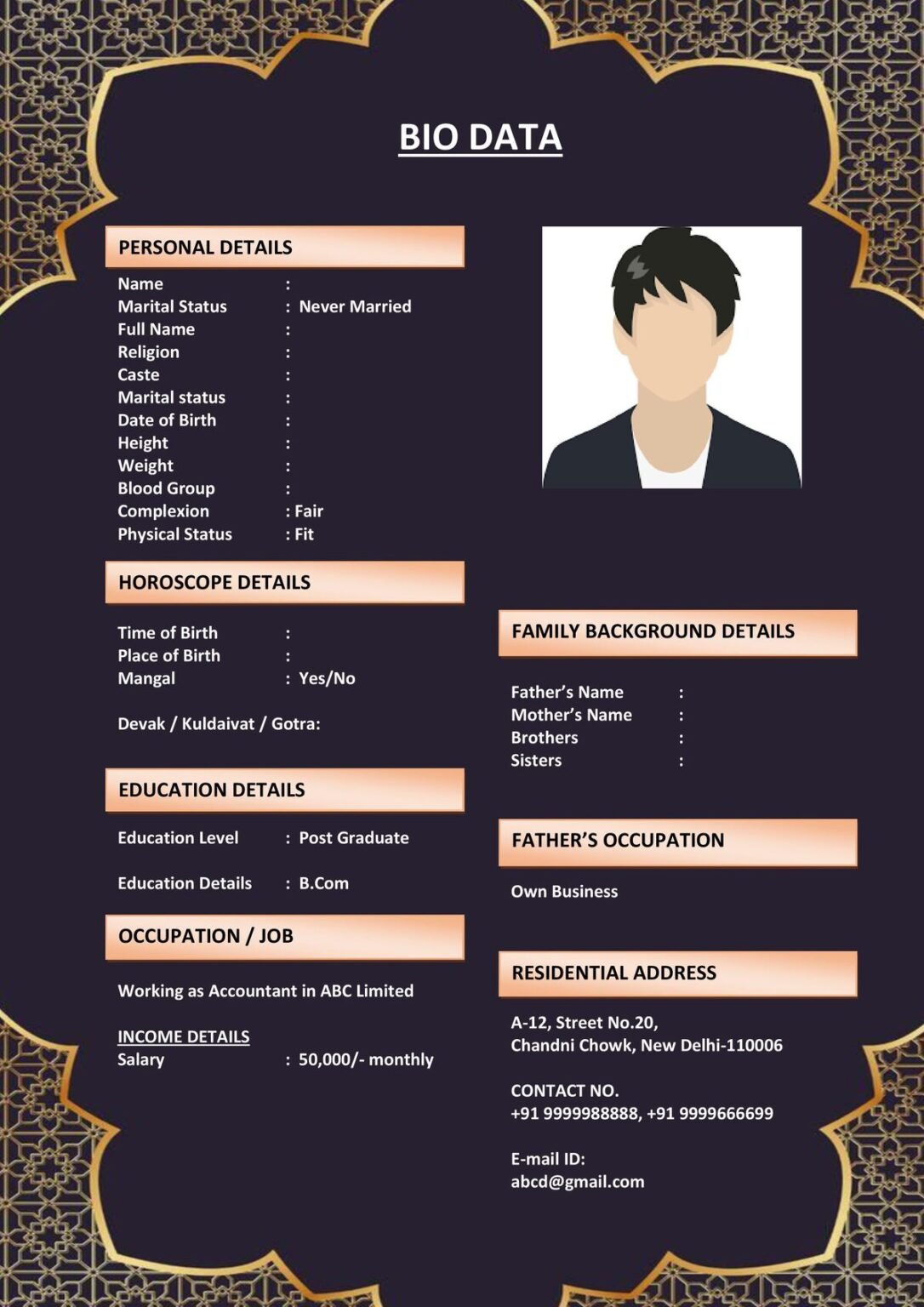 Biodata Marriage Word Format - Biodata Format for this Year