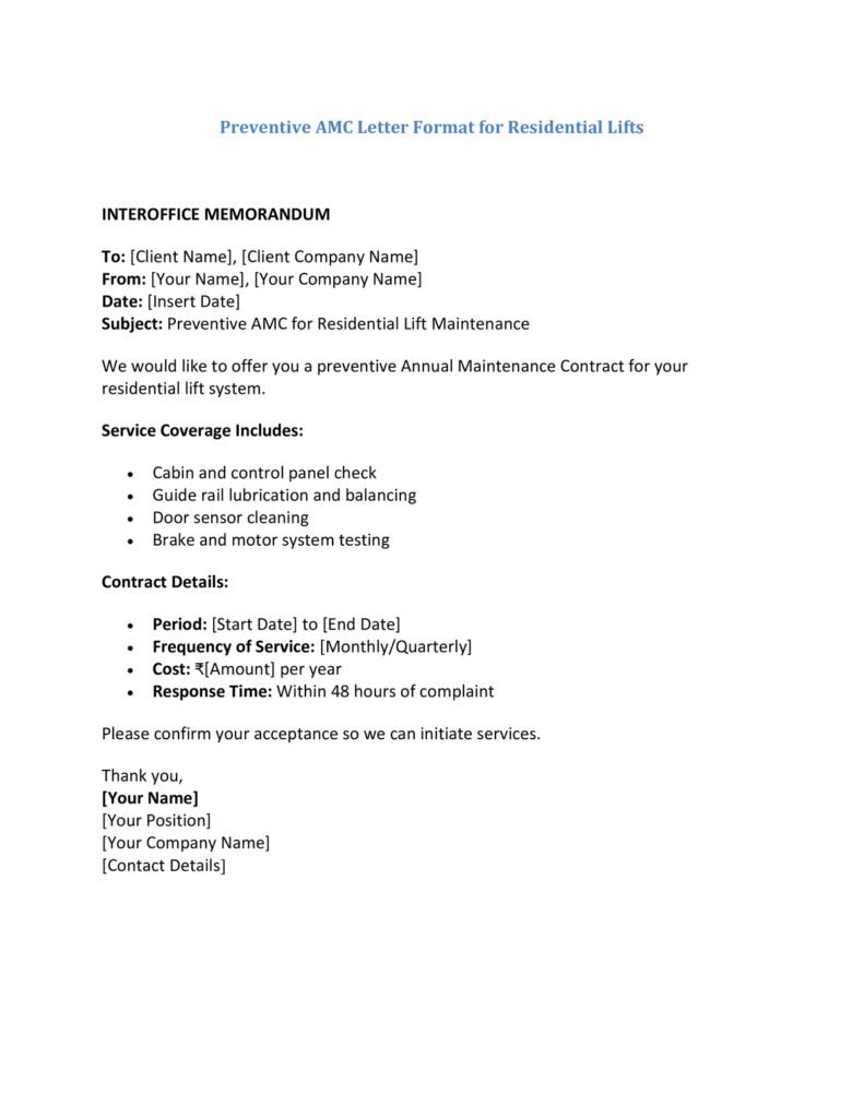 AMC Letter Format for agreement (5 Templates) Download in Word (.docx)