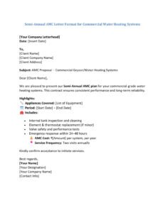 AMC Letter Format for Geyser/Water Heater (5 Templates) Download in ...