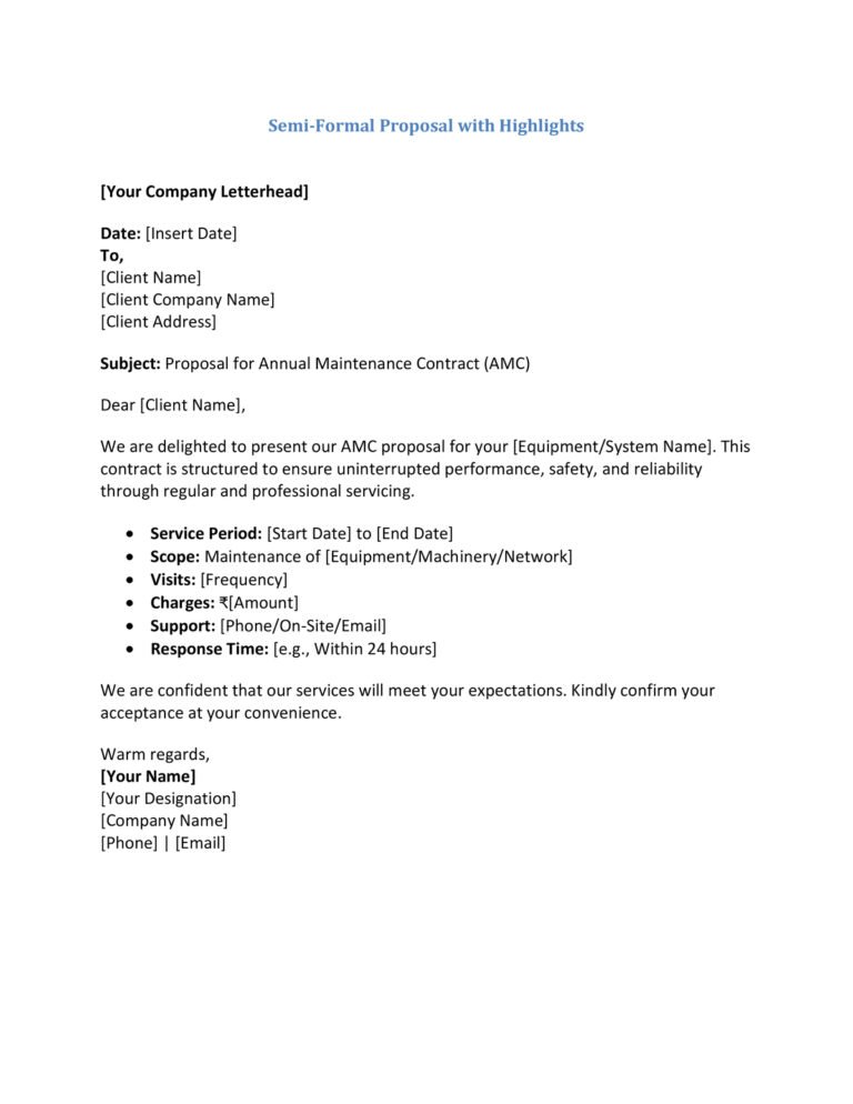 AMC Letter Format for proposal (5 Templates) Download in Word (.docx)