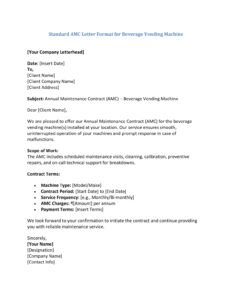 AMC Letter Format for Vending Machine (5 Templates) Download in Word ...