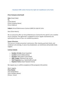 AMC Letter Format for Air Conditioner (5 Templates) Download in Word ...