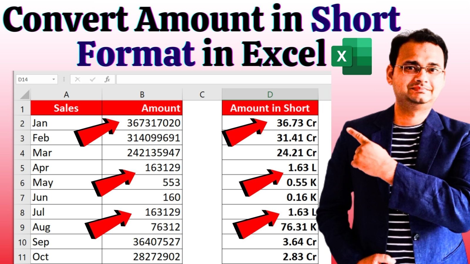 Convert/Write Amount in Short Format in Excel (with IF Condition)