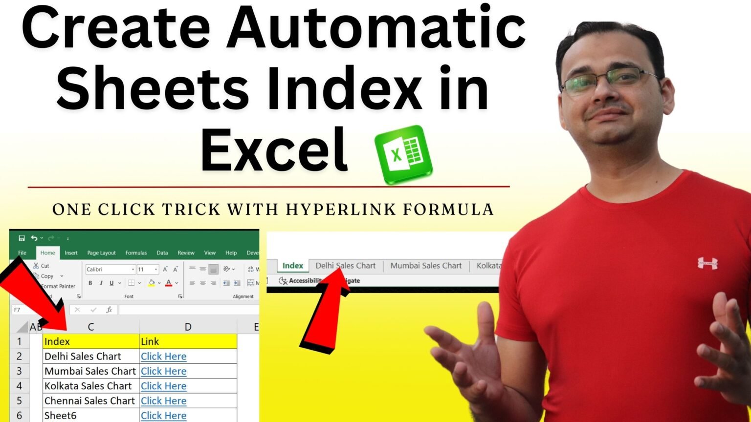 Create Automatic Sheets Index in Excel One Click Trick with Hyperlink Formula