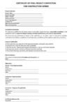 (5 Free) Certificate of Final Completion Construction Work - Editable ...
