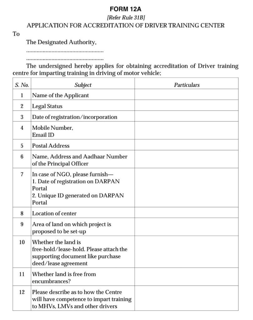 Driving License Form 12A Download Application for accreditation of ...