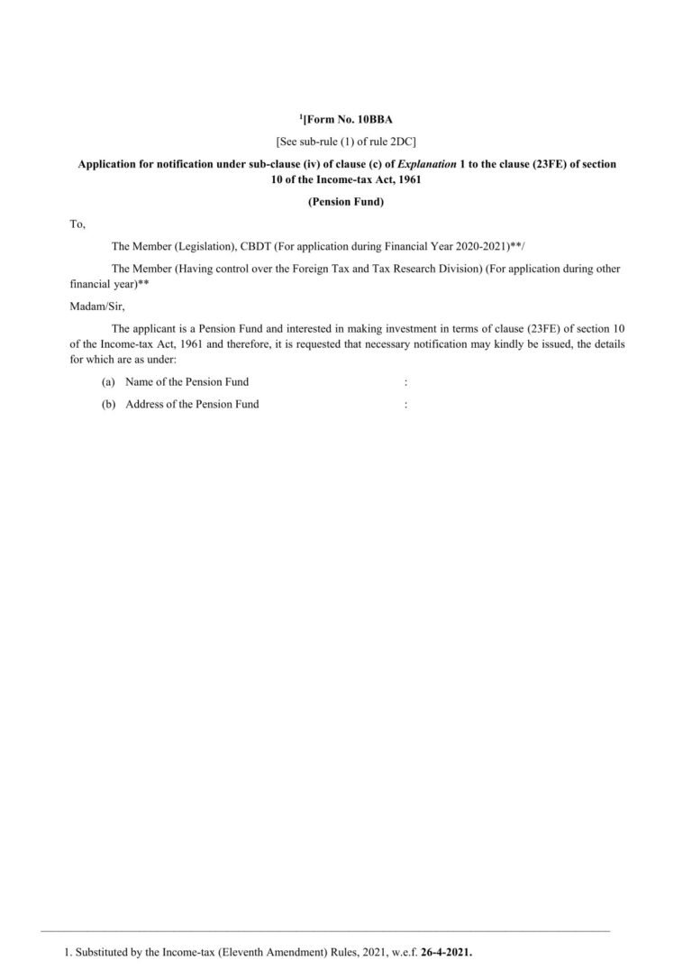 Income Tax Form No.10BBA Download Application for notification under ...
