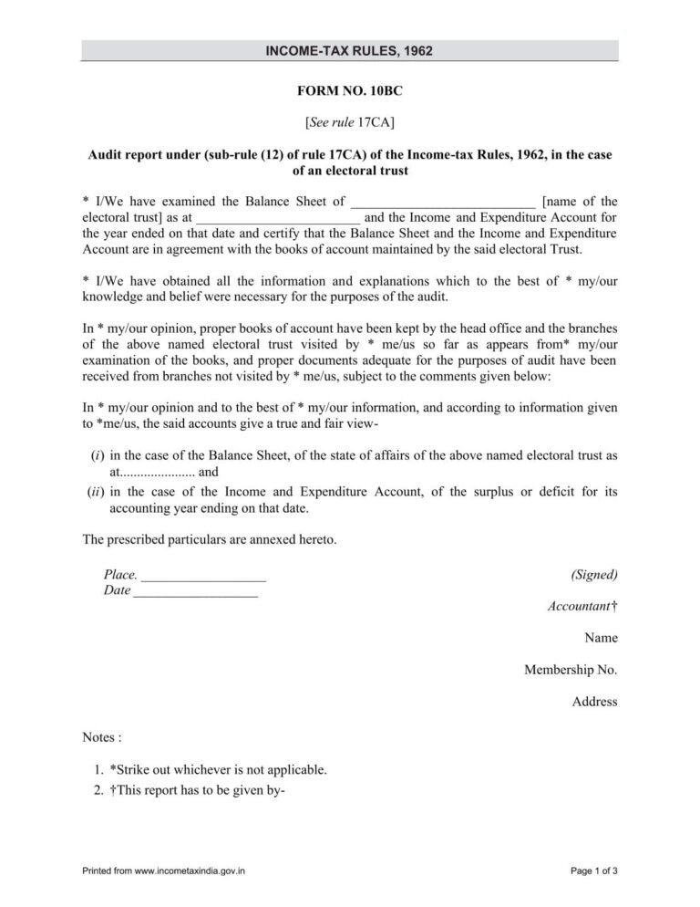 Income Tax Form No.26A Download Form for furnishing accountant certificate