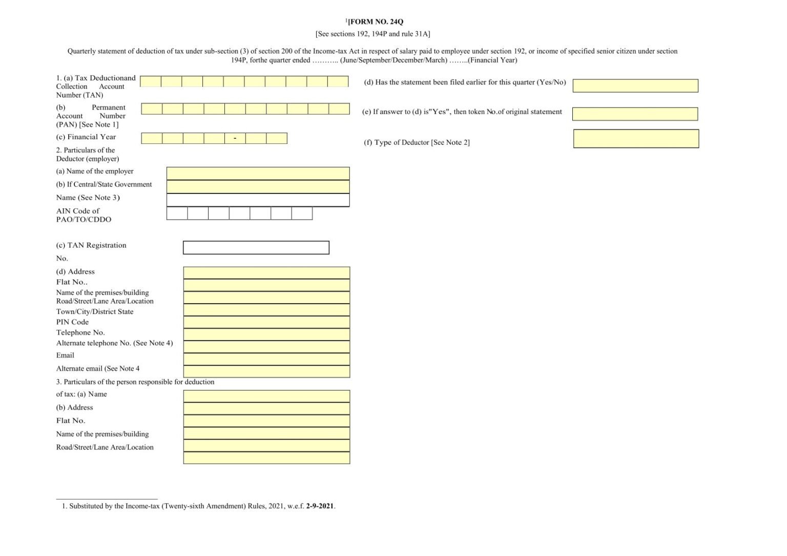 Income Tax Form No.24Q Download Quarterly statement of deduction of tax ...