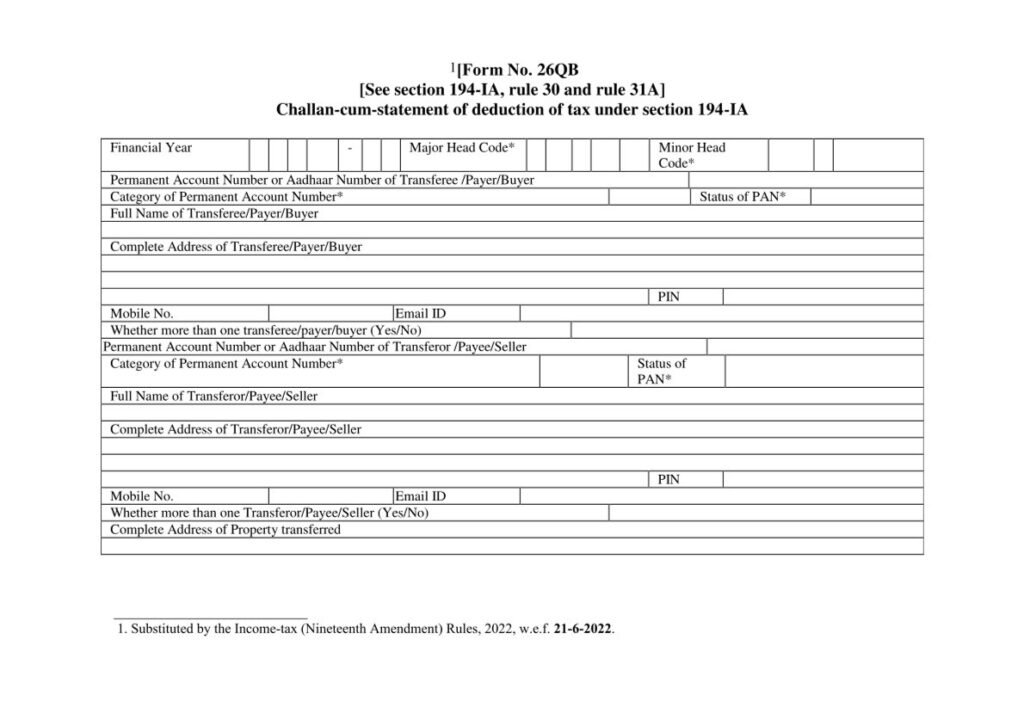 Income Tax Form No.26QB Download Challan-cum-statement of deduction of ...