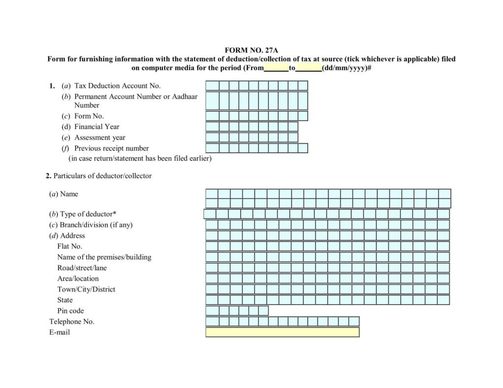 Income Tax Form No.27A Download Form for furnishing information with ...