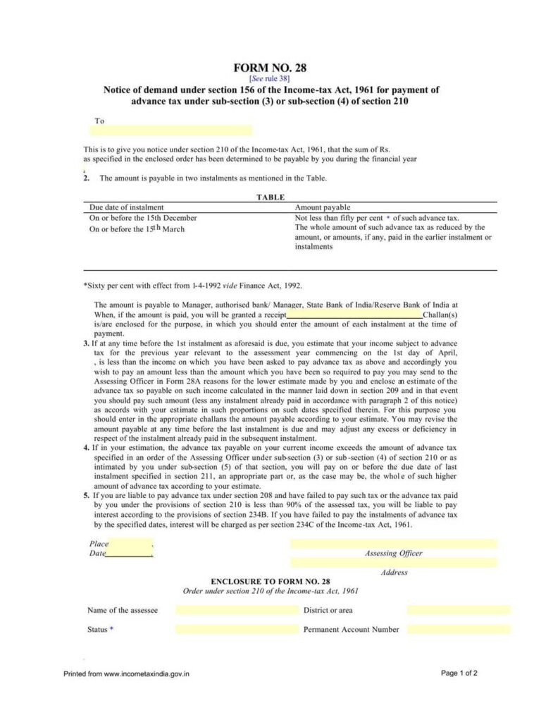 Income Tax Form No.27A Download Form for furnishing information with ...