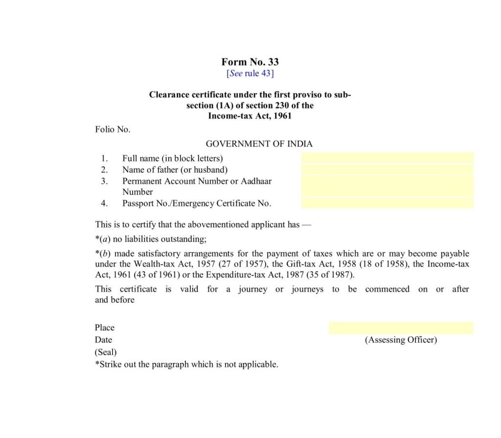 Income Tax Form No.27C Download Declaration under sub-section (1A)