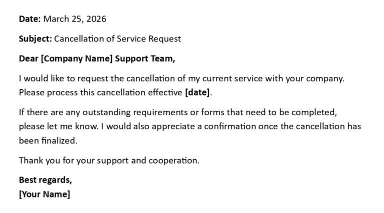 Service Cancellation Letter (USA Format + 5 Easy Templates)