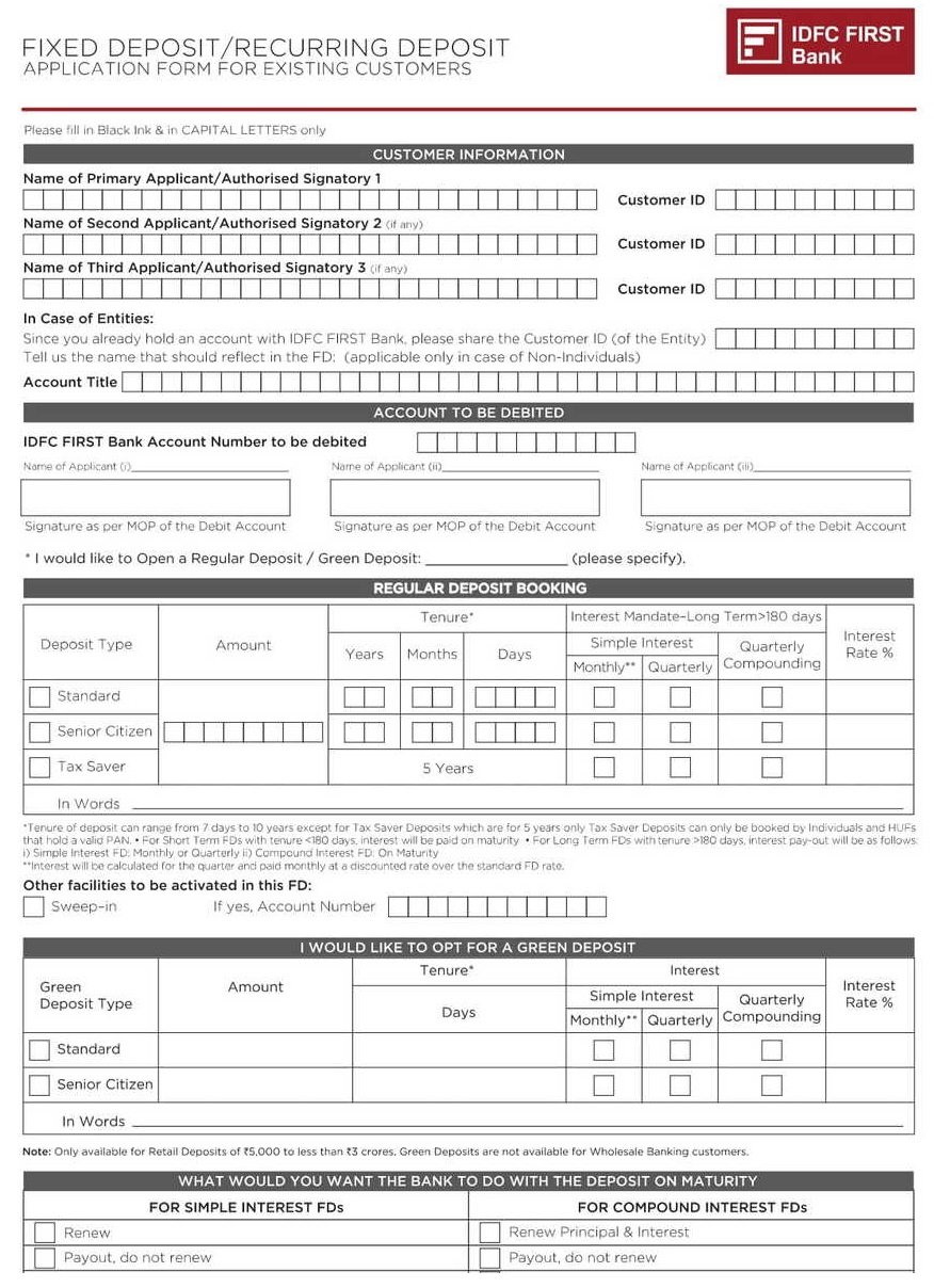 IDFC First Bank RTGS Form PDF Download