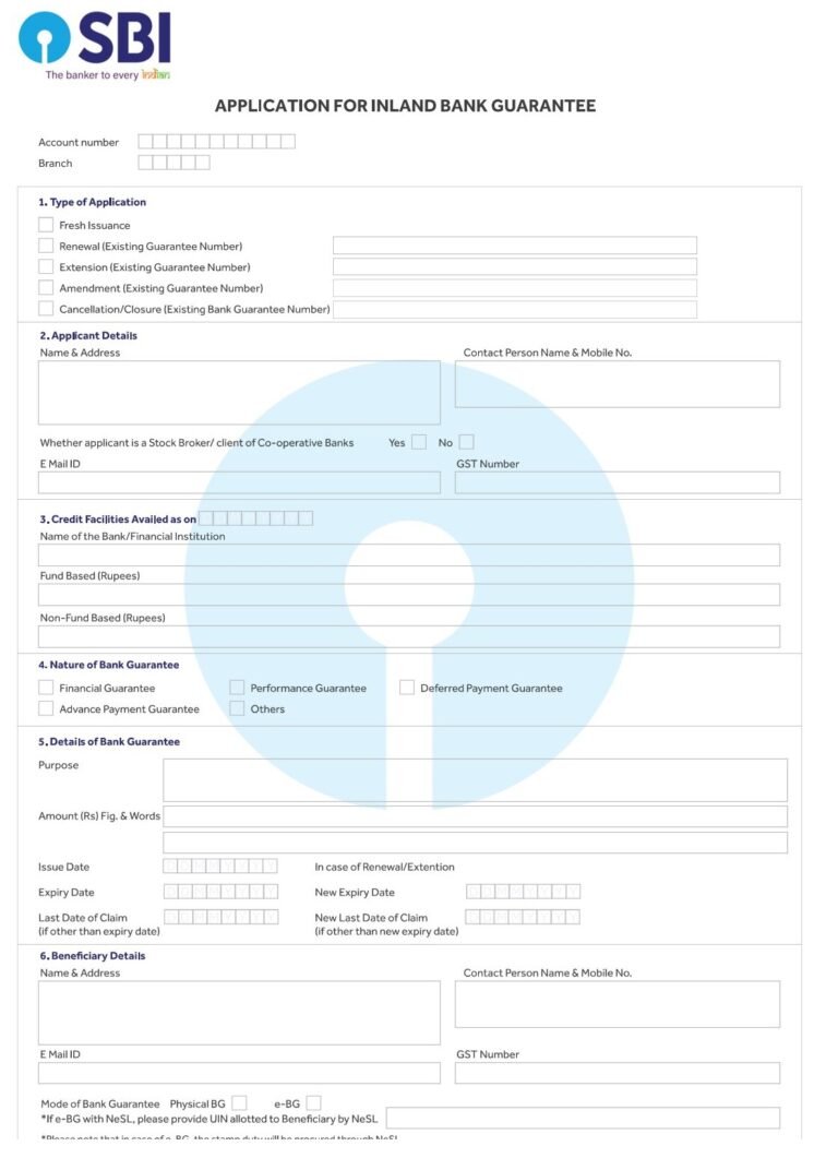 SBI BANK Form 15G-TDS - PDF Download