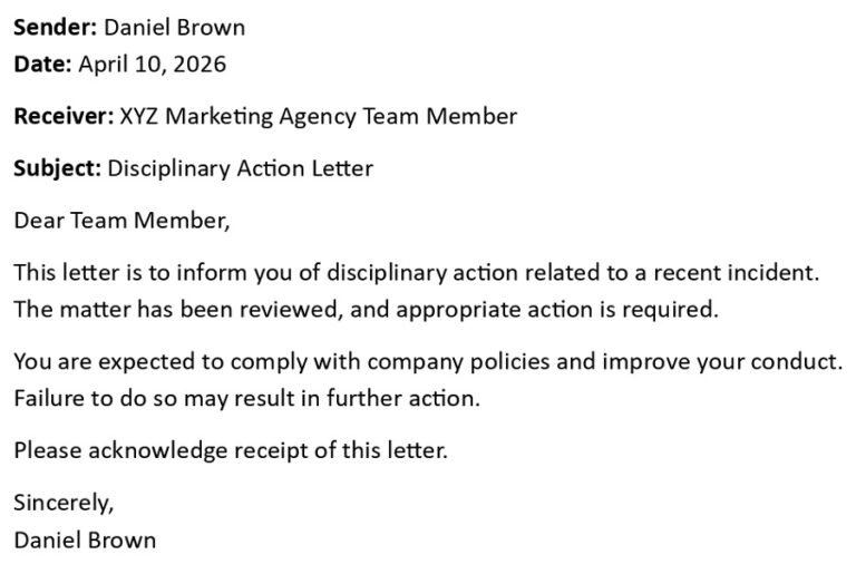 Disciplinary Action Letter (USA HR Format + 5 Templates)