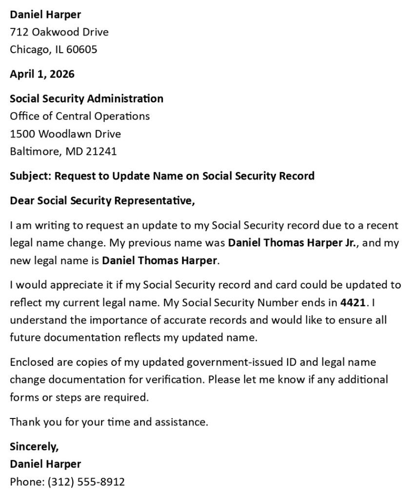 Social Security Update Letter (USA Format + 5 Templates)